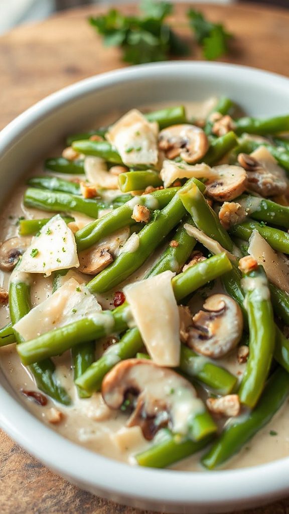 7 Alfredo Green Bean Casseroles With Parmesan, Garlic & Cream
