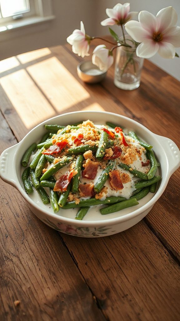 7 Magnolia-Style Green Bean Casseroles With Cream, Bacon & Breadcrumbs