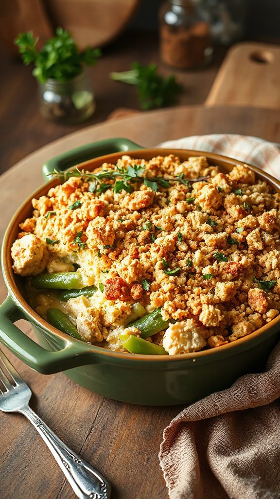 7 Chicken Stuffing Green Bean Casseroles With Cream of Chicken, Celery ...