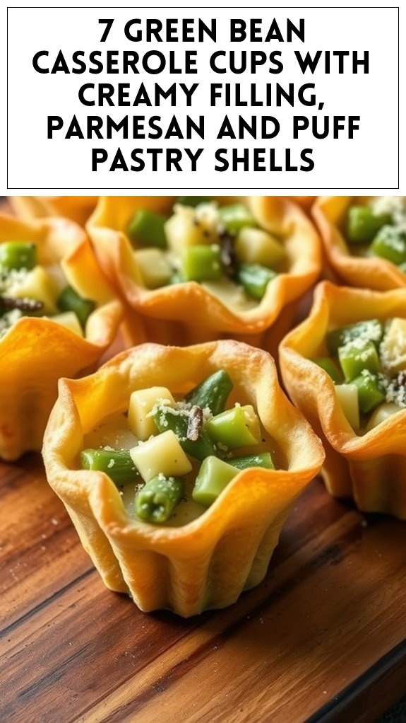 7 Green Bean Casserole Cups With Creamy Filling, Parmesan and Puff ...