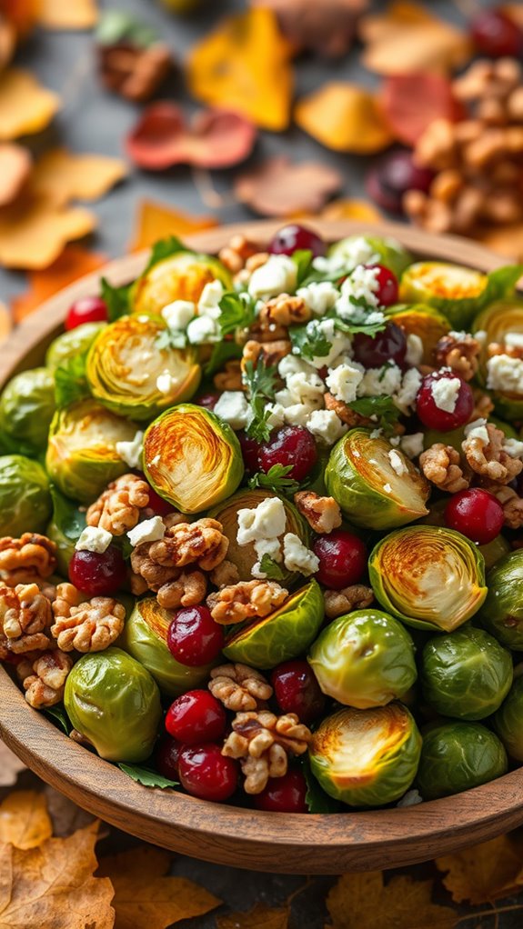 7 Roasted Brussels Sprout Salad With Cranberries, Walnuts and Feta Cheese