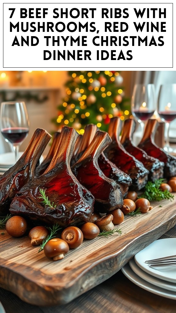 7 Beef Short Ribs With Mushrooms, Red Wine and Thyme Christmas Dinner Ideas