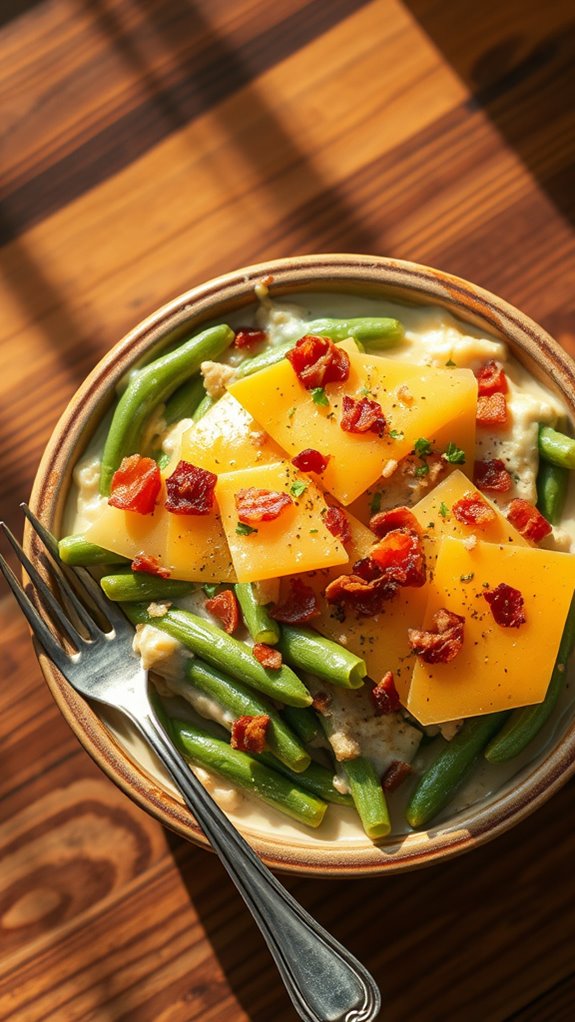 7 Green Bean Casserole With Swiss Cheese Recipes With Frozen Beans, Cream Soup and Swiss Slices