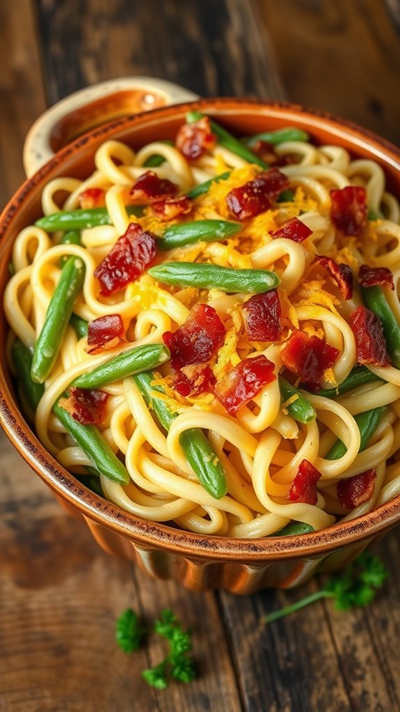 7 Green Bean Casserole Noodle Bakes With Egg Noodles, Cream of Mushroom ...