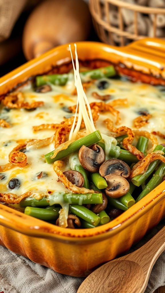 7 Green Bean Casserole With Mozzarella Pull?Apart Bakes With Stringy ...