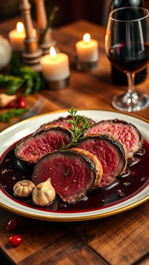 7 Beef Tenderloin With Thyme, Garlic and Red Wine Christmas Dinner Menu ...