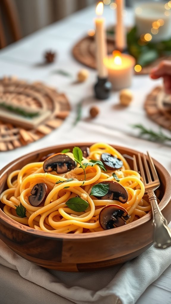 7 Vegan Cashew Cream Pasta With Mushrooms and Fresh Herbs Christmas Dinner