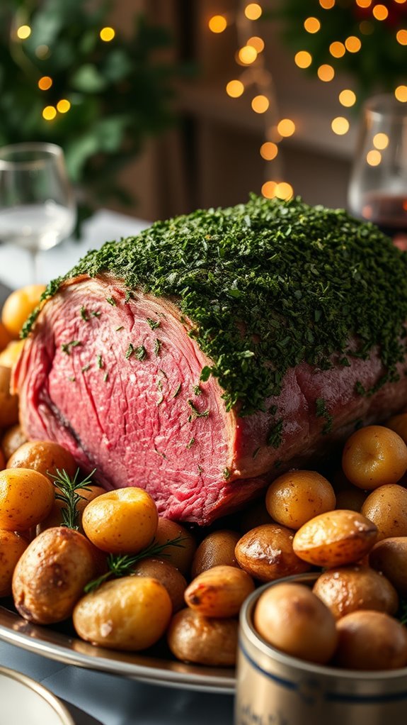 7 Prime Rib With Garlic Herb Butter and Roasted Potatoes Christmas Main ...