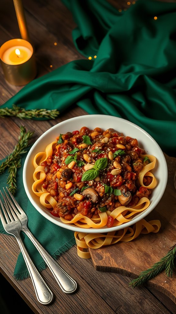 7 Vegan Lentil and Mushroom Ragù With Pasta and Fresh Herbs Christmas ...