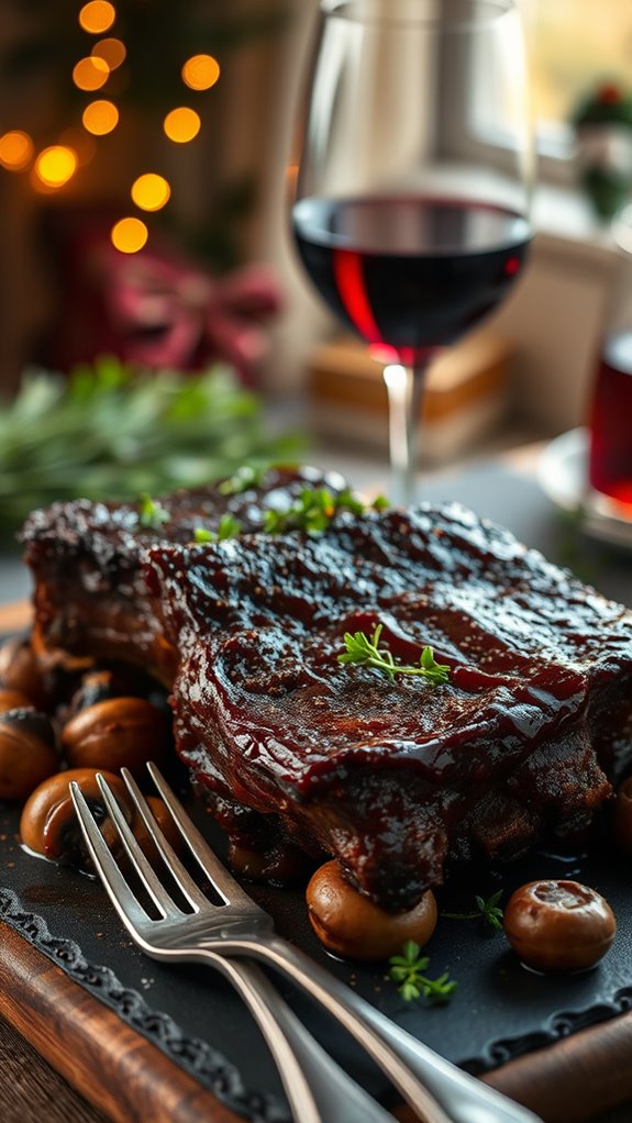 7 Beef Short Ribs With Mushrooms, Red Wine and Thyme Christmas Dinner Ideas