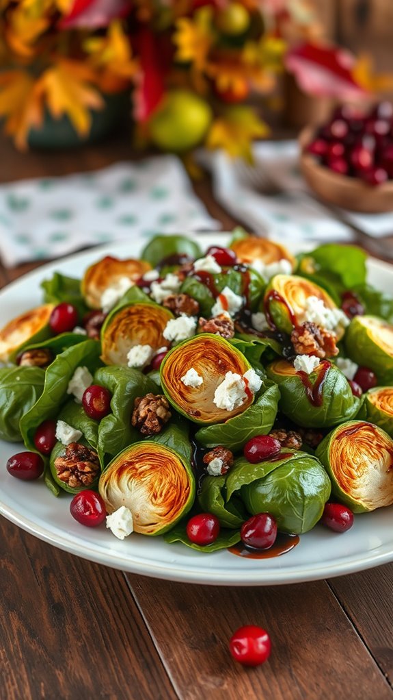 7 Roasted Brussels Sprout Salad With Cranberries, Walnuts and Feta Cheese