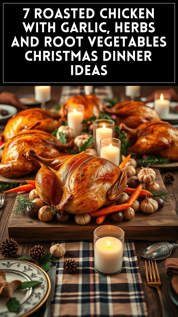 7 Roasted Chicken With Garlic, Herbs and Root Vegetables Christmas ...