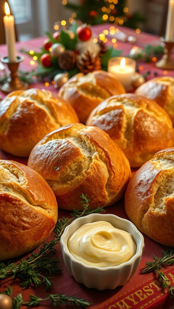 7 Roasted Garlic and Herb Bread With Butter and Fresh Herbs Christmas ...