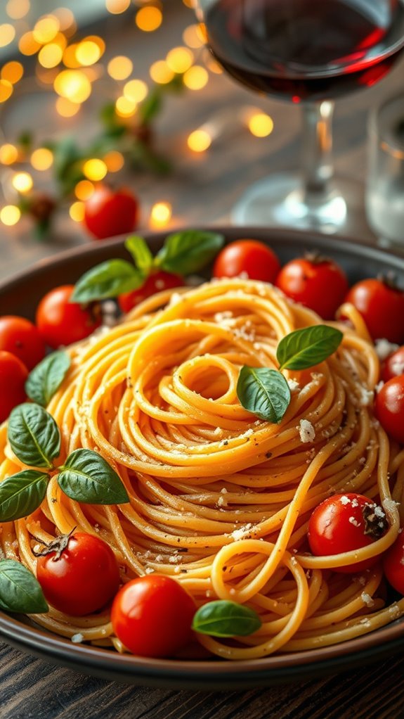 7 Roasted Cherry Tomato and Basil Pasta With Garlic and Olive Oil Christmas