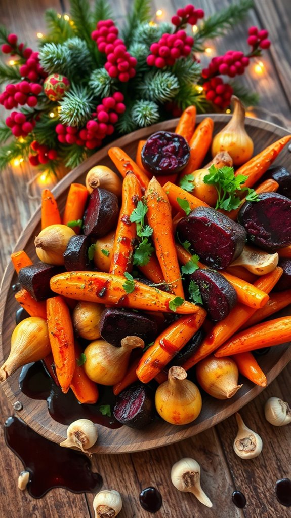 7 Roasted Root Vegetables With Balsamic Reduction and Fresh Herbs Christmas