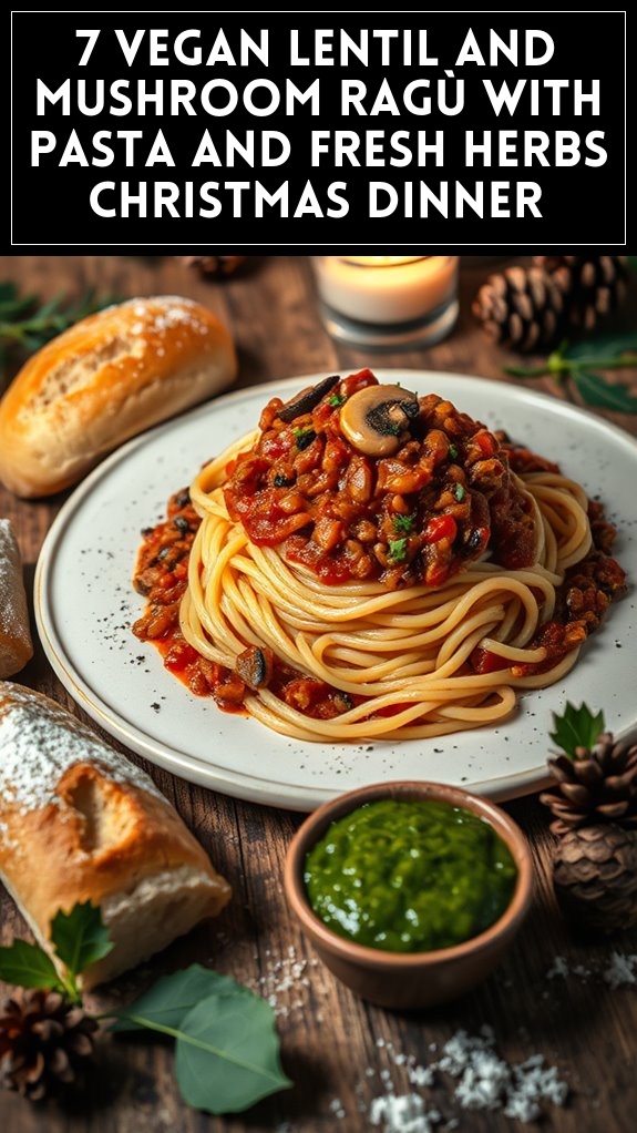 7 Vegan Lentil and Mushroom Ragù With Pasta and Fresh Herbs Christmas ...