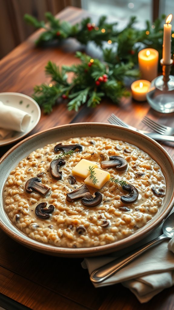 7 Creamy Mushroom Barley Risotto With Thyme and Butter Christmas Dinner ...