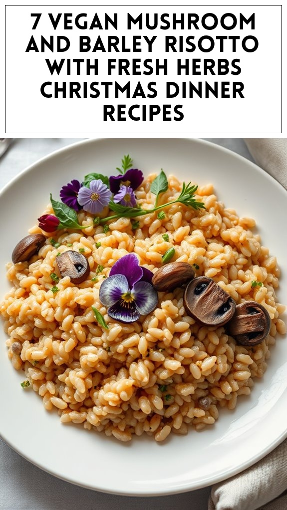7 Vegan Mushroom and Barley Risotto With Fresh Herbs Christmas Dinner ...
